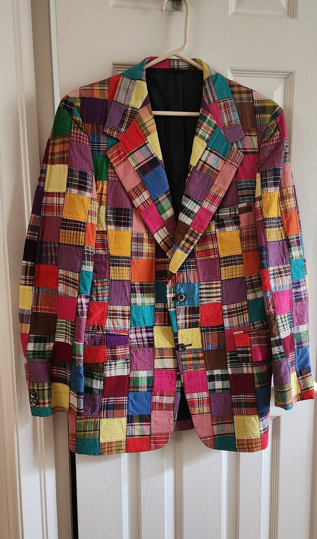 Vintage Mens India Bleeding Madras Plaid Patchwork Blazer, Dinner Sport ...