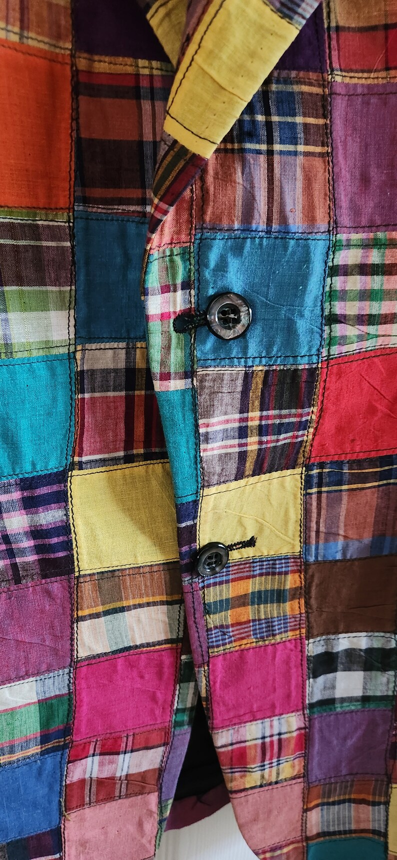 Vintage Mens India Bleeding Madras Plaid Patchwork Blazer, Dinner Sport ...