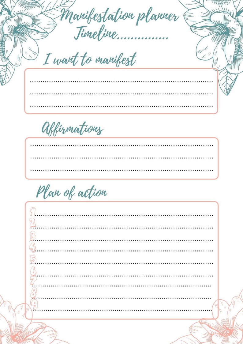 Law Of Attraction Planner Printable Law Of Attraction Etsy