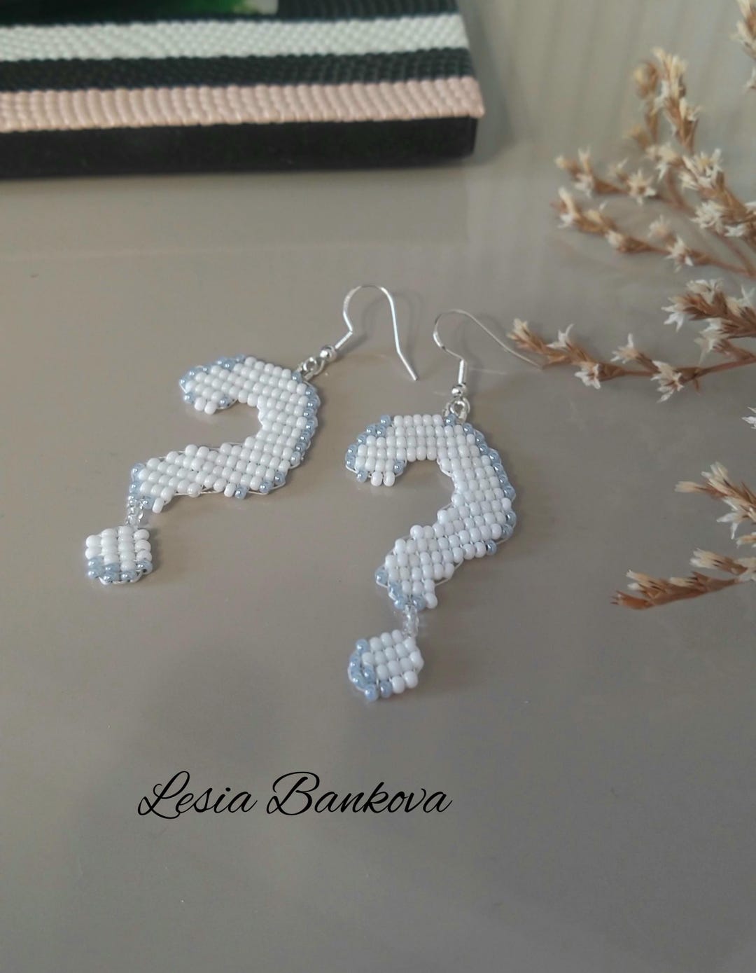 Handmade Beaded Question Mark Earrings: Czech Glass Beads - Etsy