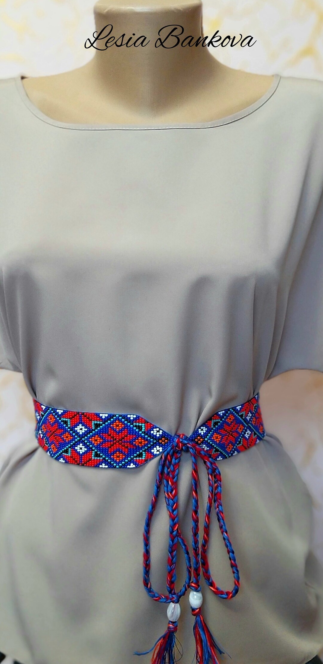 Beaded Belt Handmade Belt Blue-red Waist Belt - Etsy