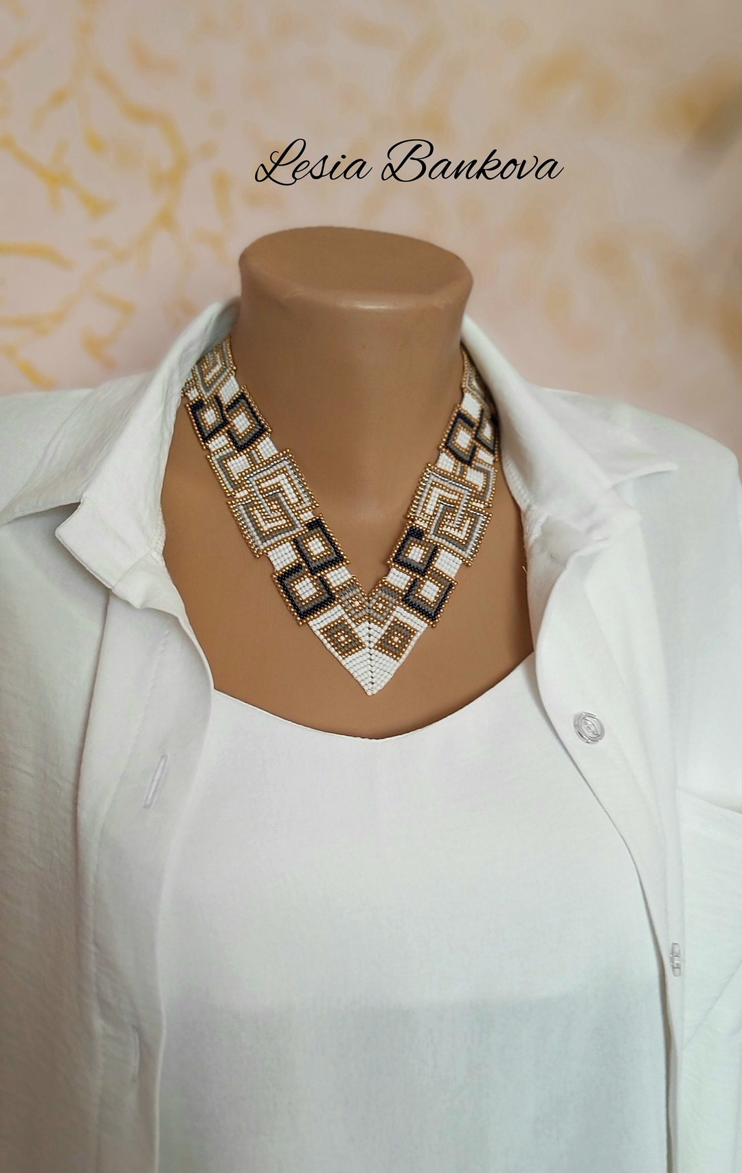 Ukrainian Jewelry Jewelry Set Corner Necklace Beaded Necklace Handmade ...
