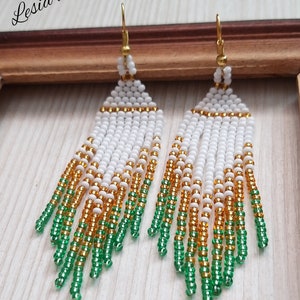 Beaded Earrings Seed Bead Earrings Modern Earrings Boho - Etsy