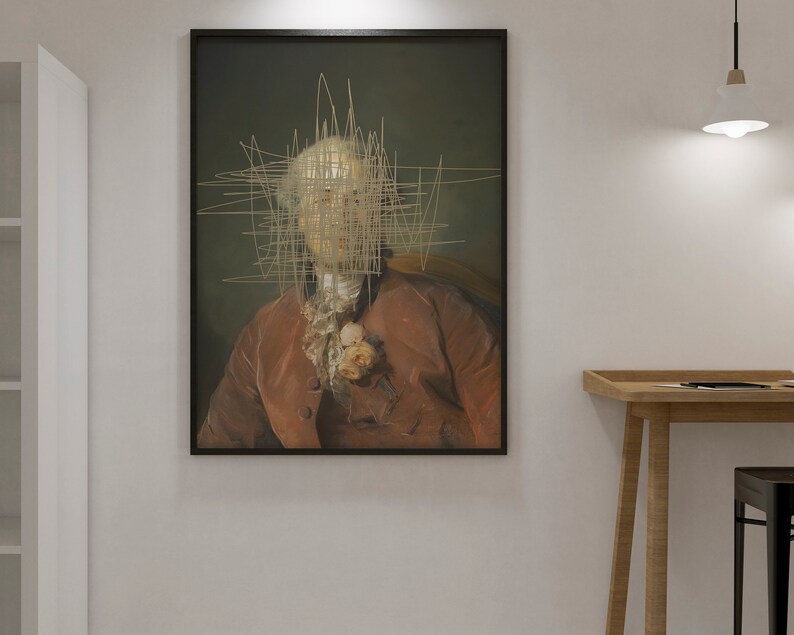 Man Surreal Portrait Dark Academia Eclectic Wall Decor | Etsy