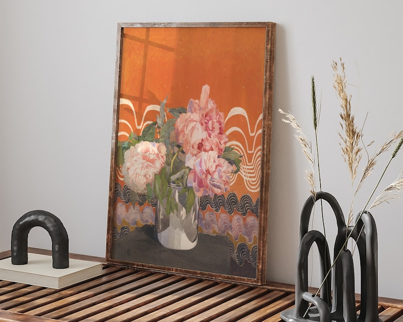Vintage Flower Still Life Painting, Eclectic Gallery Wall Art (digital ...
