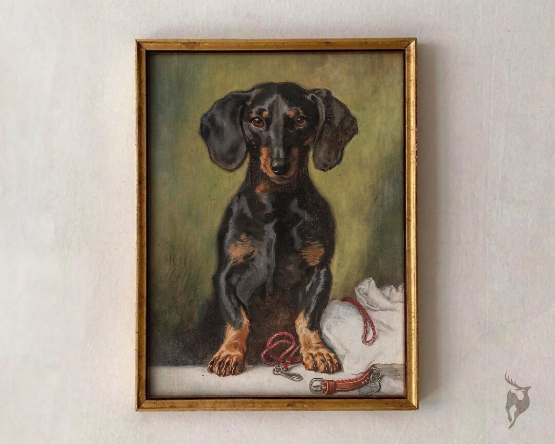Vintage Dachshund Painting: Antique Dog Portrait Art (digital Download ...