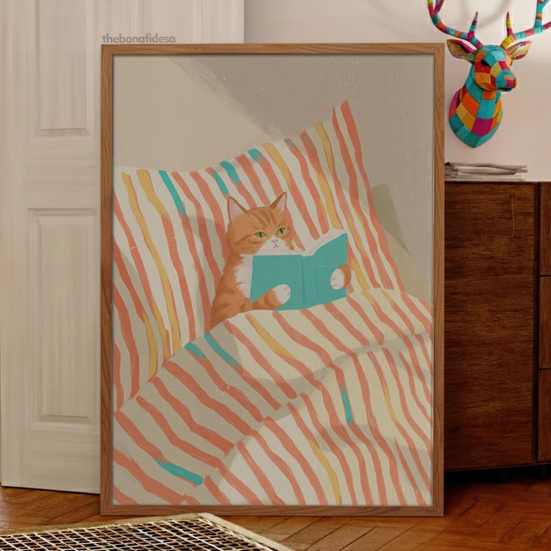 Bed Sheet Cat Prints - Etsy UK