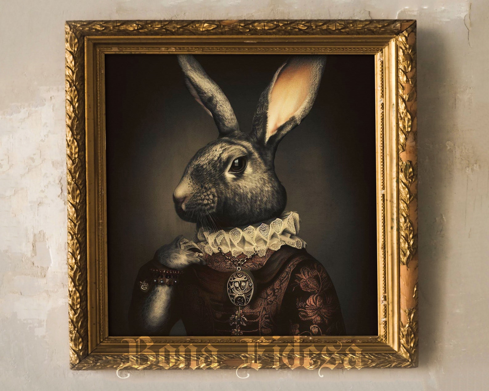 Hare Portrait Dark Academia Decor Surreal Art Print - Etsy