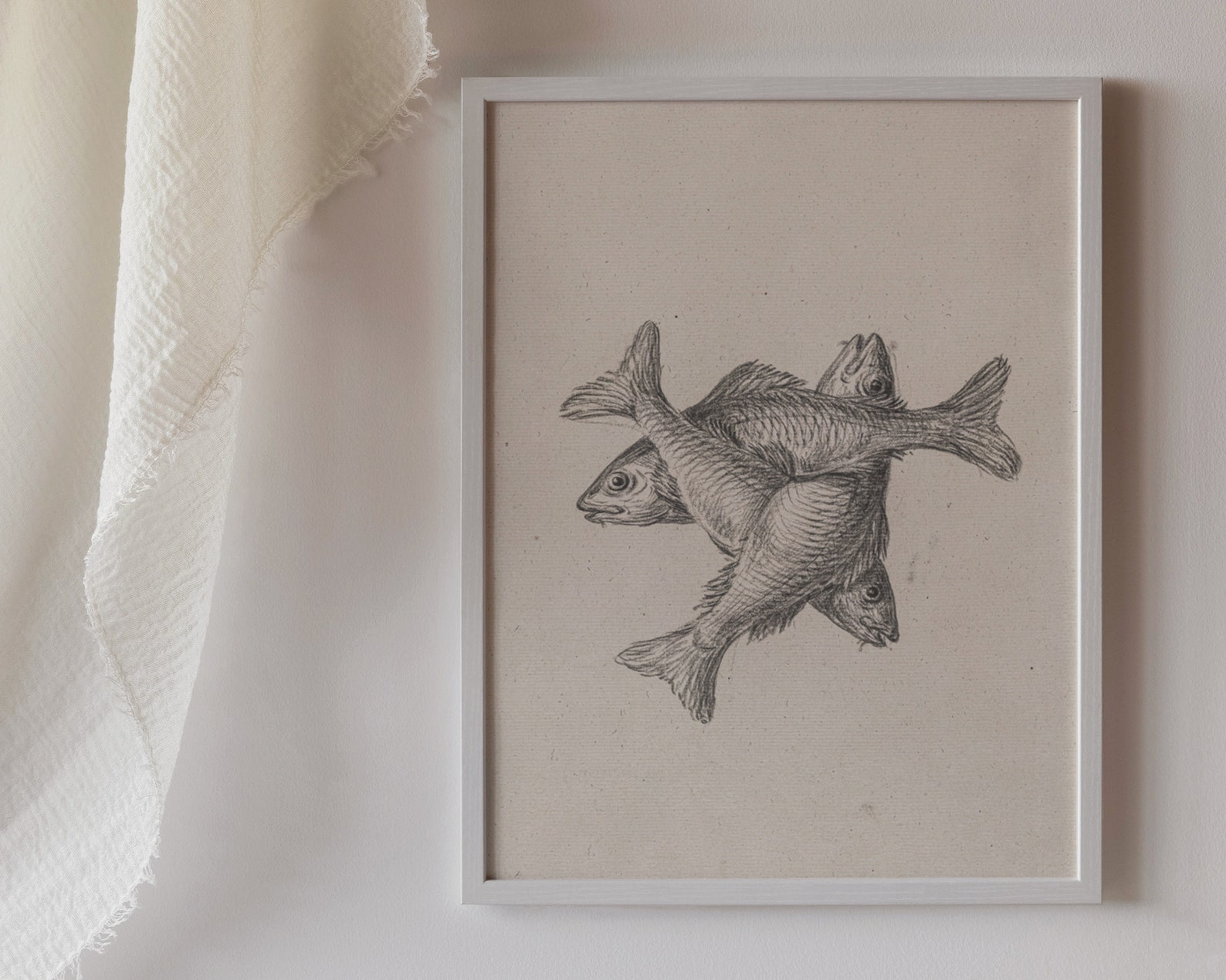 Vintage Animal Sketch Fish Sketch Printable Charcoal Drawing | Etsy