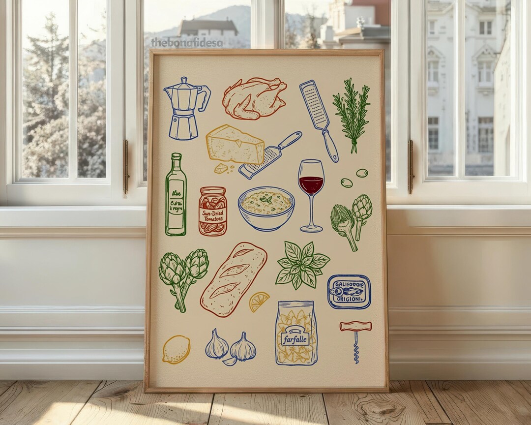 Whimsical Ingredient Sketch – Italian Ingredients Illustration, San ...