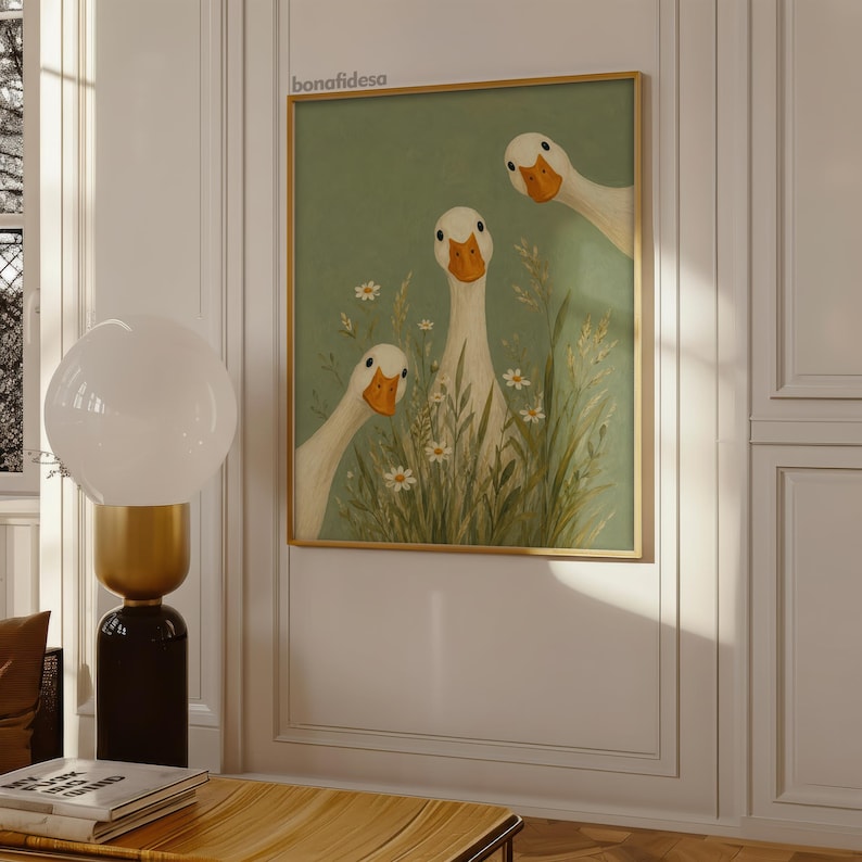 Goose Poster – Minimalist Animal Wall Art, Funny Farmhouse Decor Print ...
