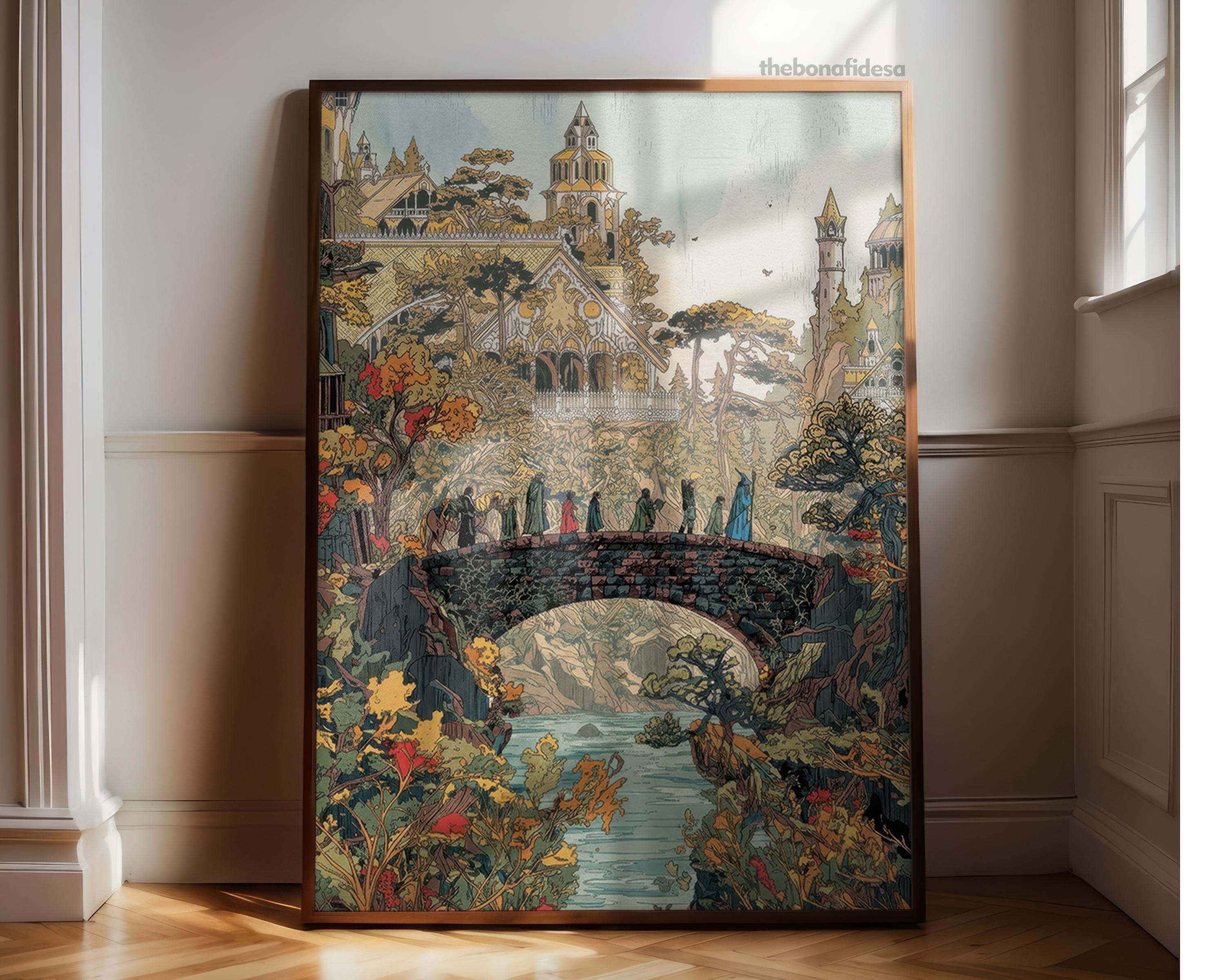Fantasy Elven Landscape Art Print, Power Rings Illustration (digital ...