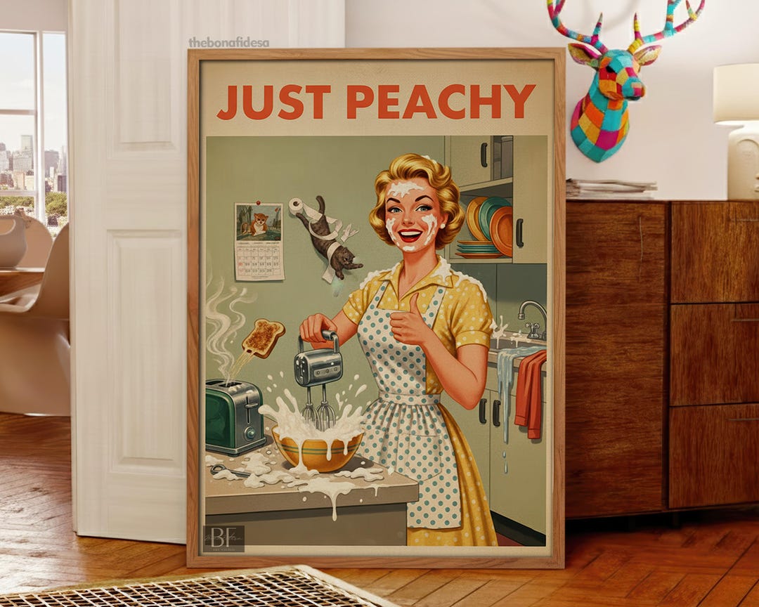 Retro Kitchen Print, Funny 50s Poster, Vintage Cooking Art, Humorous ...
