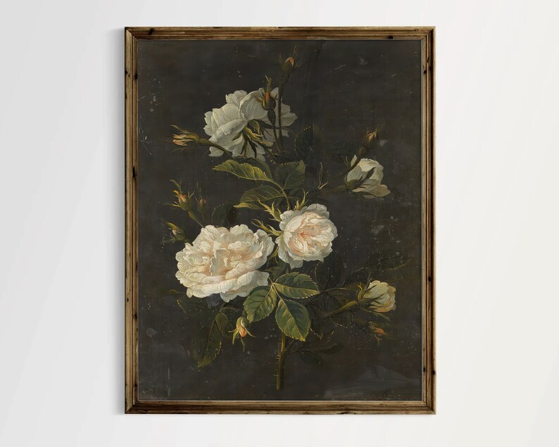 Moody Flower Painting Dark Academia Prints Light Academia - Etsy