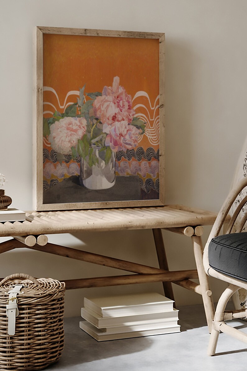 Vintage Flower Still Life Painting, Eclectic Gallery Wall Art (digital ...