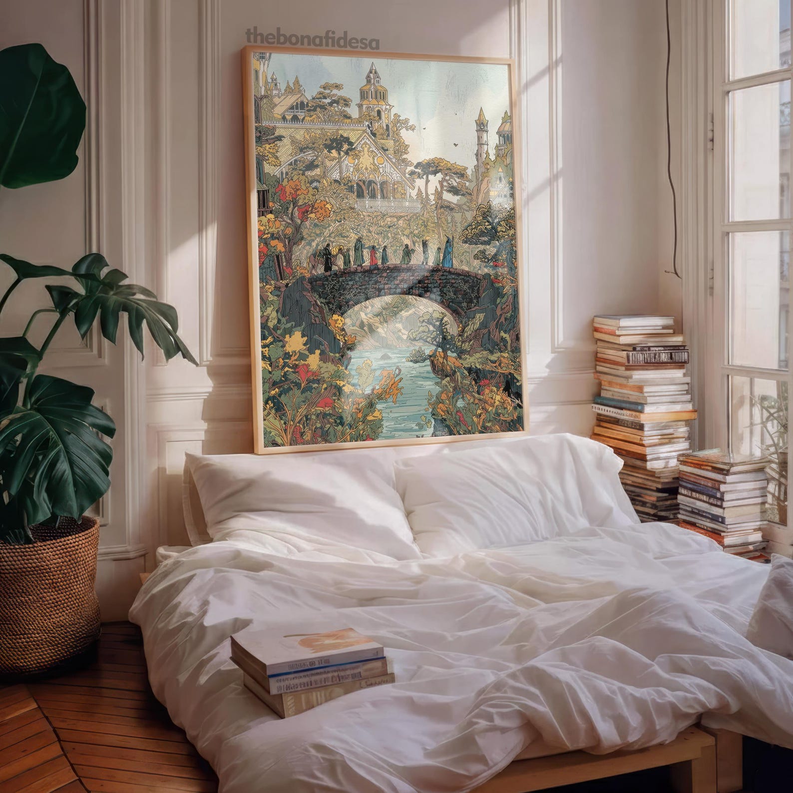 Fantasy Elven Landscape Art Print, Power Rings Illustration (digital ...