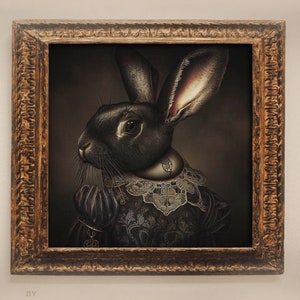 Rabbit Portrait, Dark Academia Decor, Surreal Art Print, Eclectic Home ...
