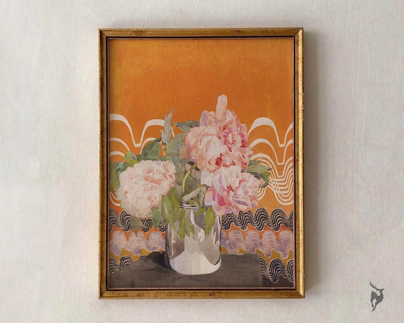 Vintage Flower Still Life Painting, Eclectic Gallery Wall Art (digital ...