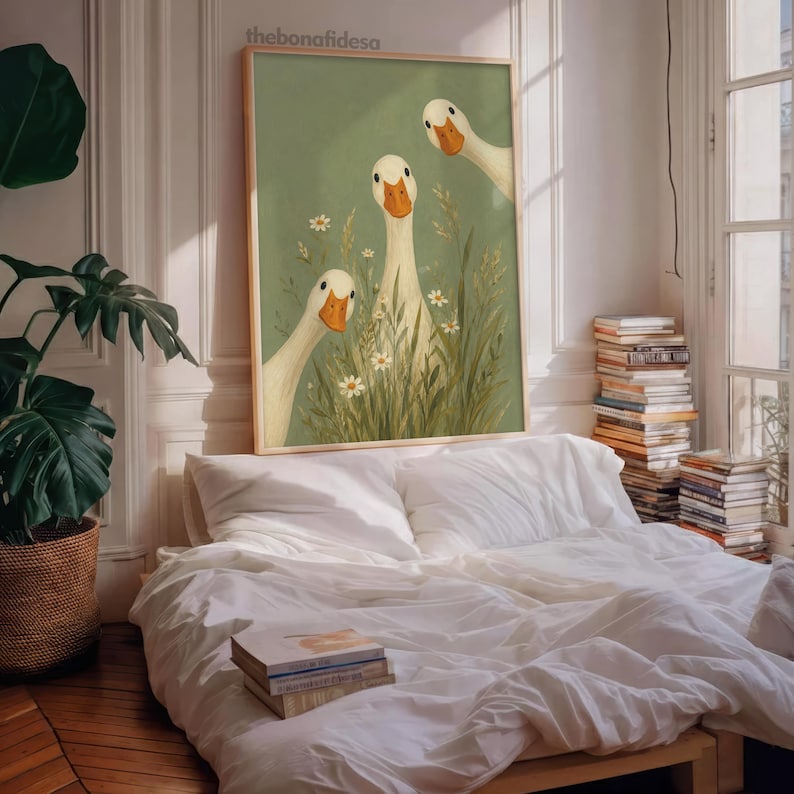 Goose Poster – Minimalist Animal Wall Art, Funny Farmhouse Decor Print ...