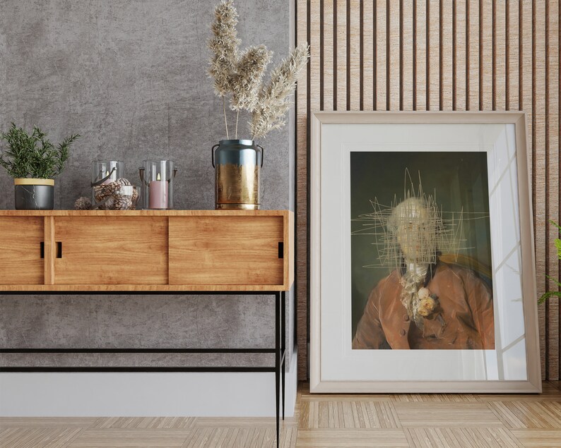 Man Surreal Portrait Dark Academia Eclectic Wall Decor | Etsy