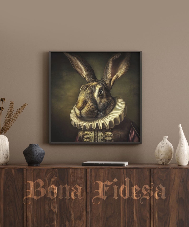 Vintage Rabbit Posterrenaissance Animalvictorian Decor - Etsy