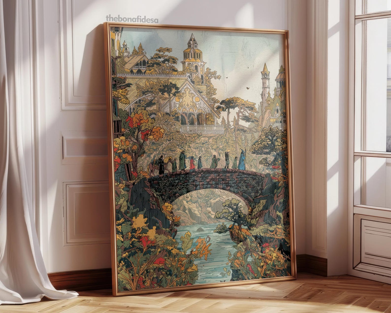 Fantasy Elven Landscape Art Print, Power Rings Illustration (digital ...