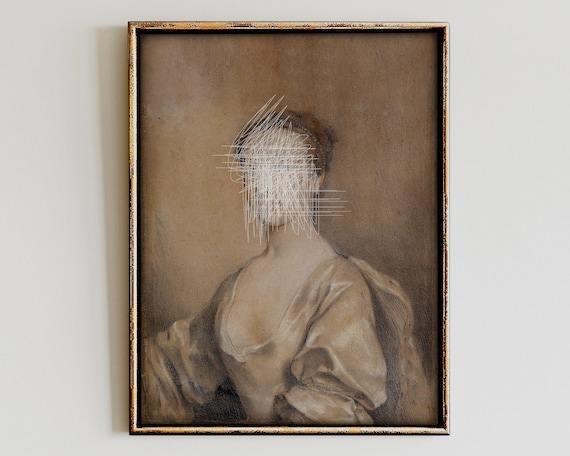 Altered Portrait Painting Downloadable Prints Eclectic Wall | Etsy