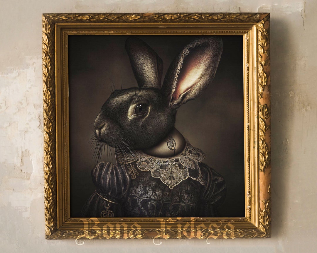 Rabbit Portrait, Dark Academia Decor, Surreal Art Print, Eclectic Home ...