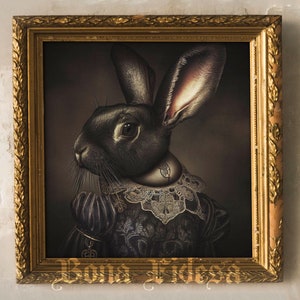 Rabbit Portrait, Dark Academia Decor, Surreal Art Print, Eclectic Home ...