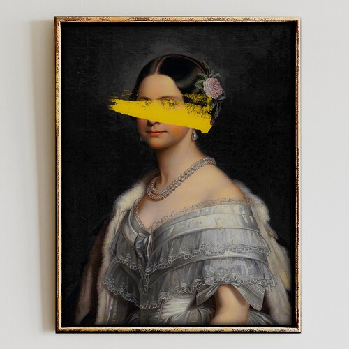 Altered Art Vintage Portrait Painting Downloadable Printswall - Etsy