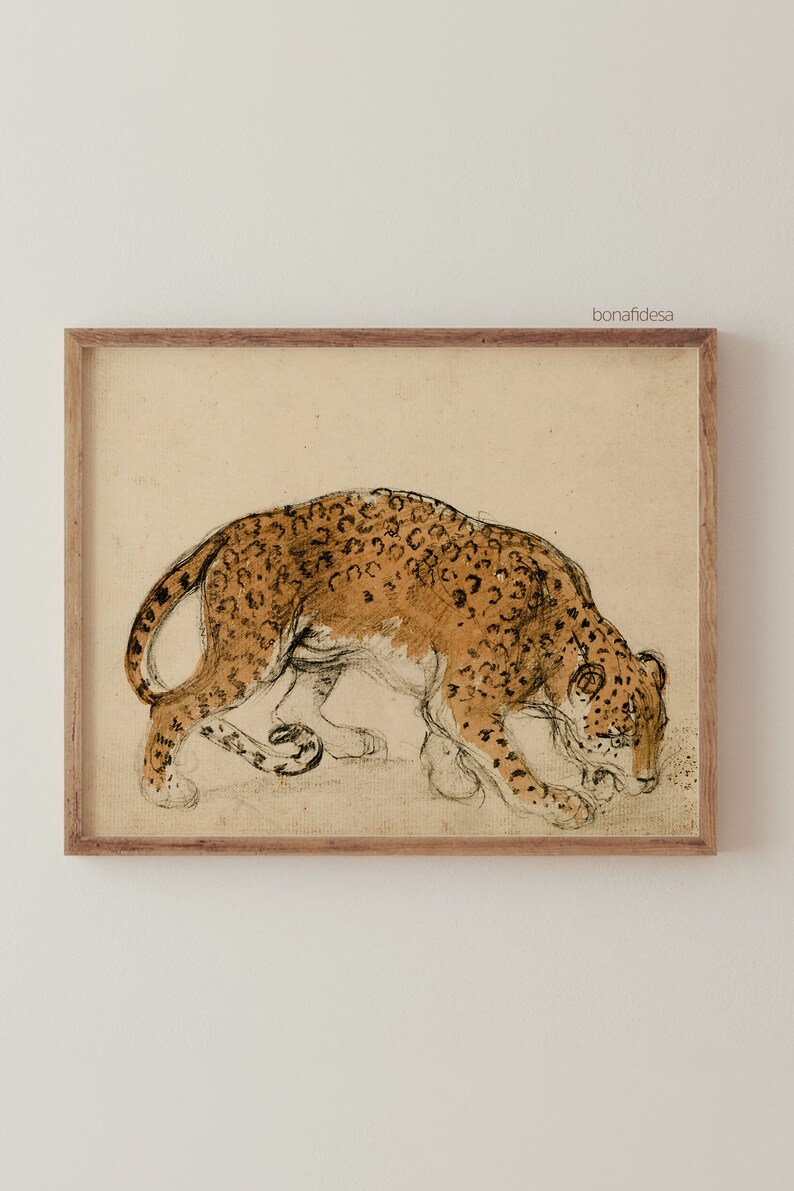 Lámina de pintura al óleo de tigre vintage, arte mural de animales ...