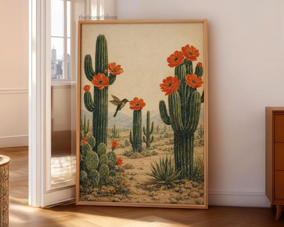 Cactus Flowers, Mid Century Modern Mexico Wall Décor, Trendy Cactus ...