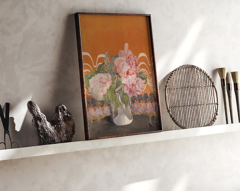 Vintage Flower Still Life Painting, Eclectic Gallery Wall Art (digital ...