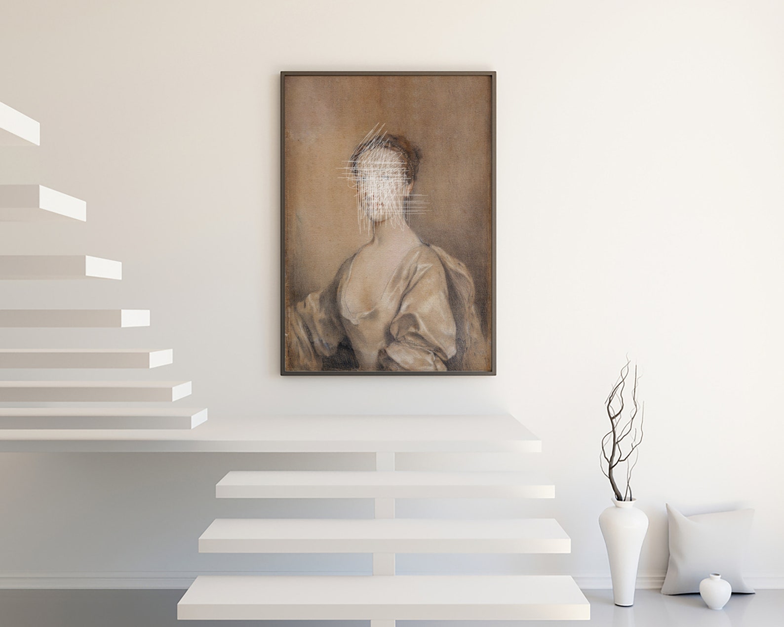 Altered Portrait Painting Downloadable Prints Eclectic Wall - Etsy