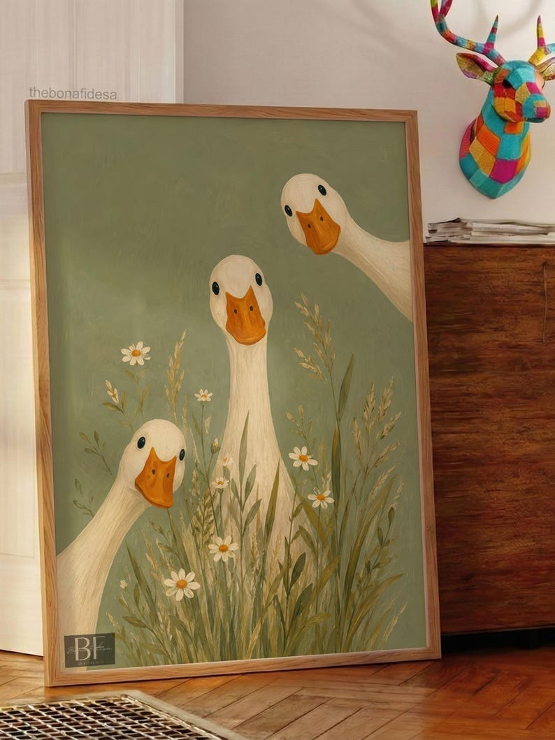 Goose Poster – Minimalist Animal Wall Art, Funny Farmhouse Decor Print ...