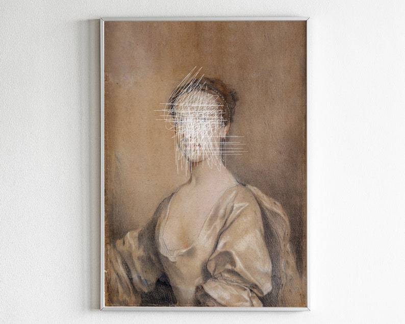 Altered Portrait Painting Downloadable Prints Eclectic Wall | Etsy