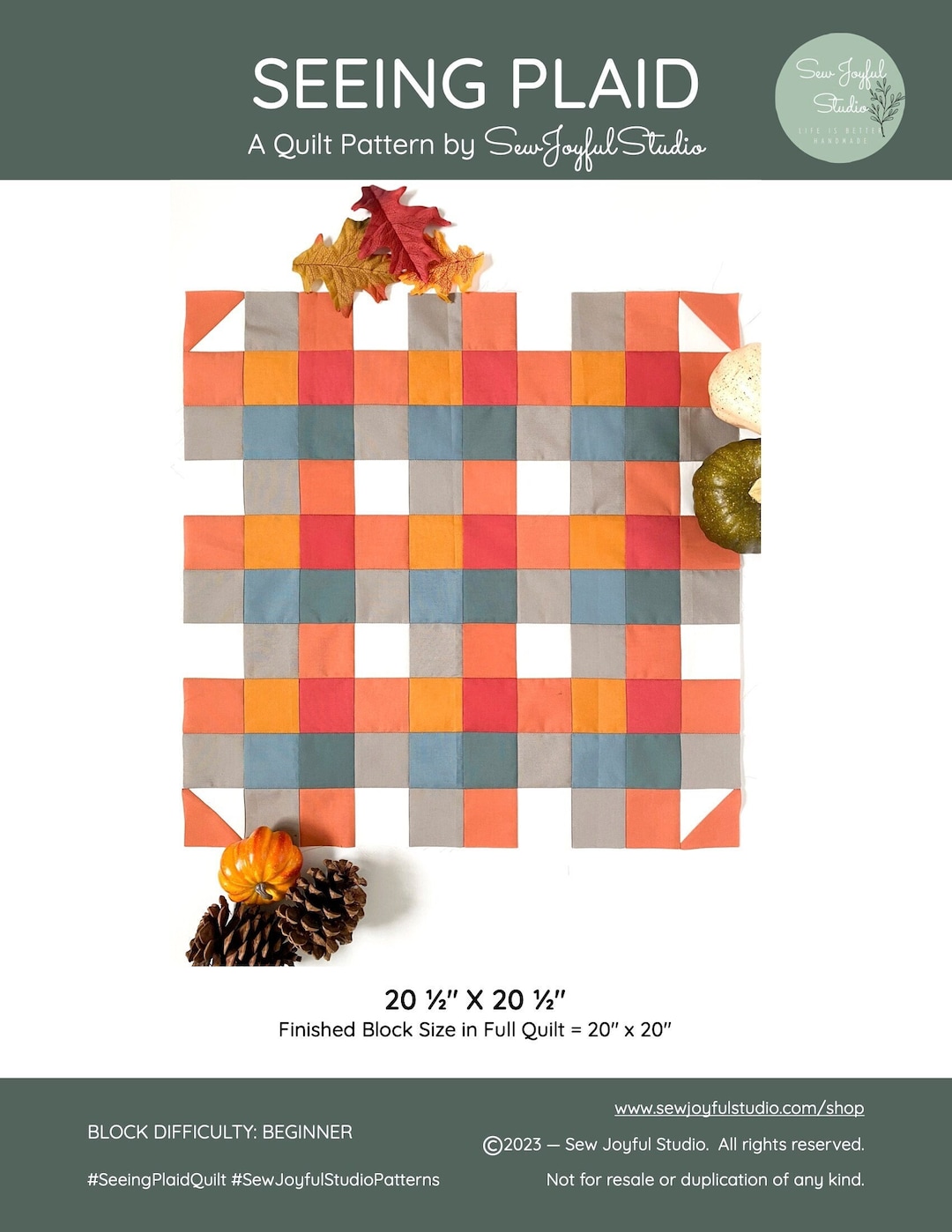 Seeing Plaid Quilt Block Pattern Pdf Etsy