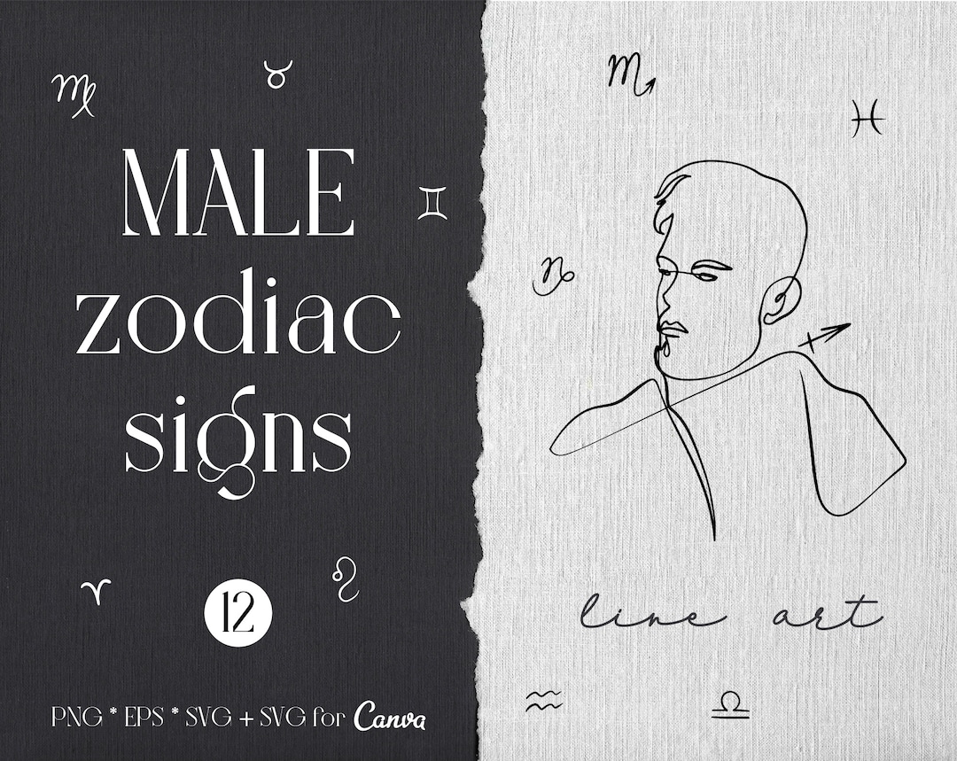 Male Zodiac Sign Svg, Single Line Art Celestial Svg, Aries Svg, Taurus ...