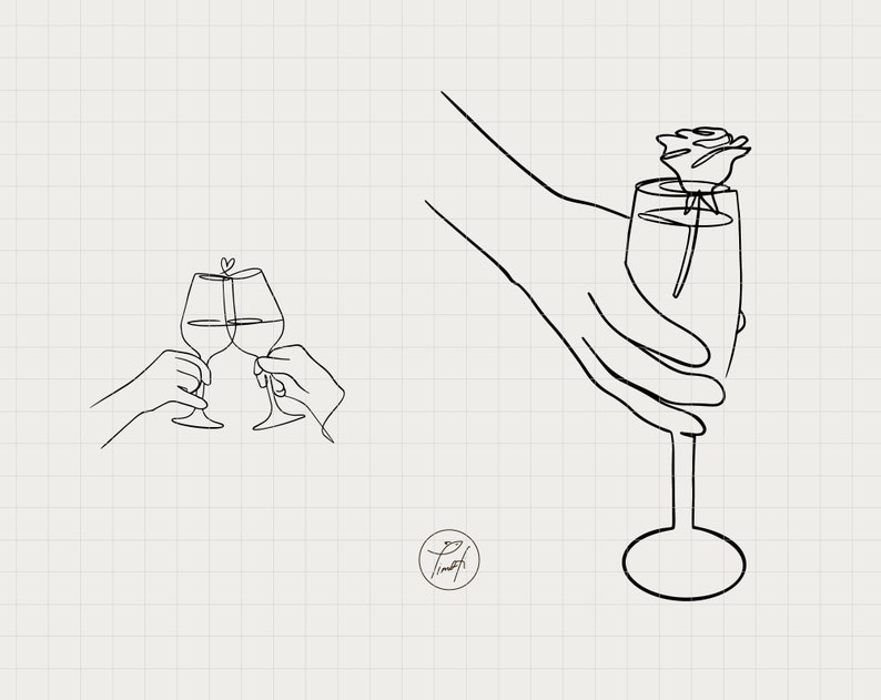 Cheers Svg Line Art Woman, One Line Drawing Female Line Art, Commercial ...