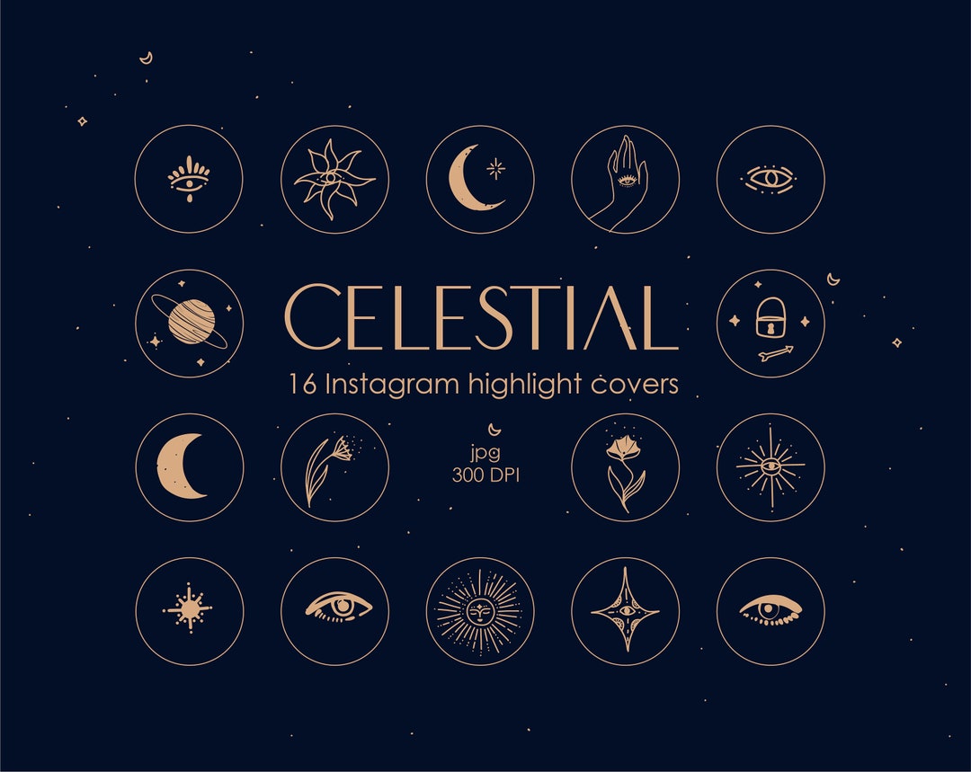 Celestial Instagram Highlight Covers, Astrology One Line Drawing Social ...