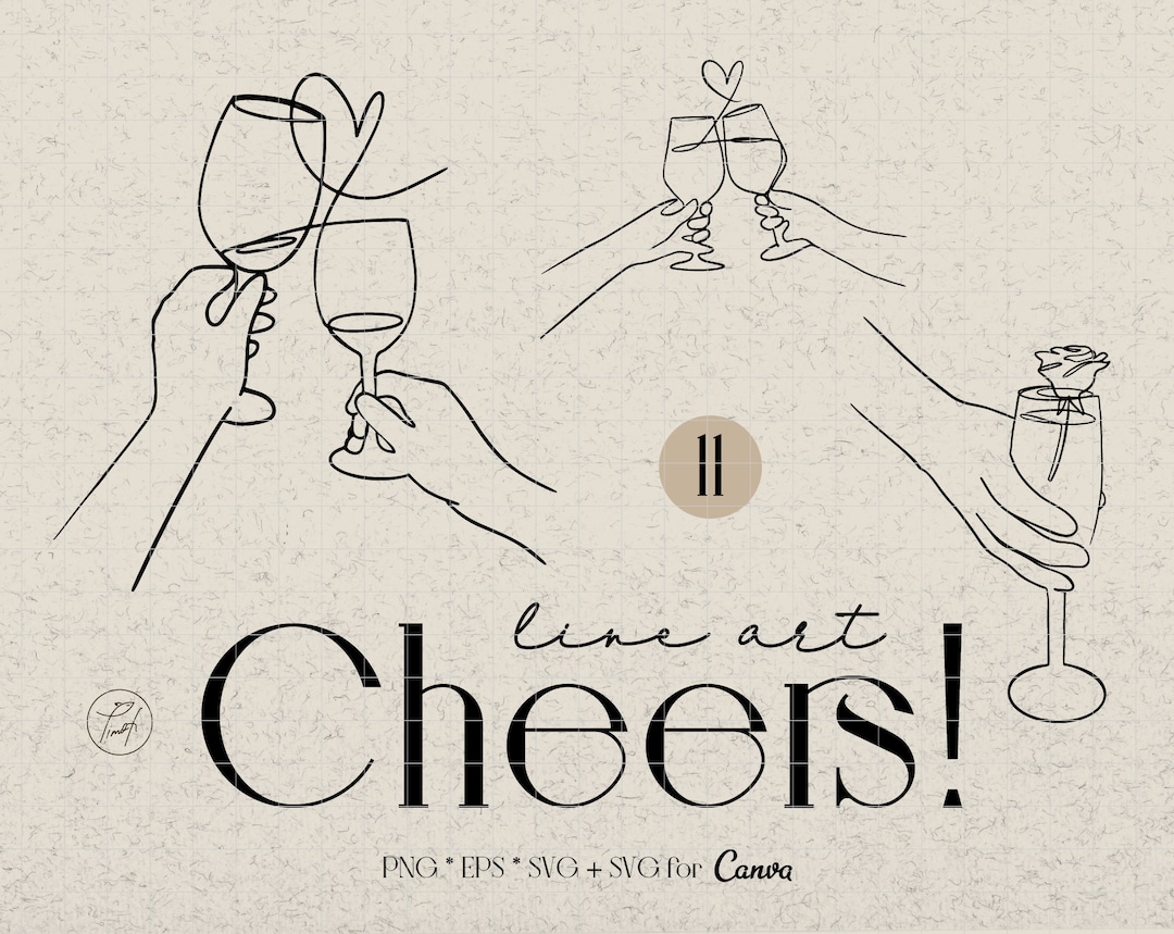 Cheers Svg Line Art Woman, One Line Drawing Female Line Art, Commercial ...