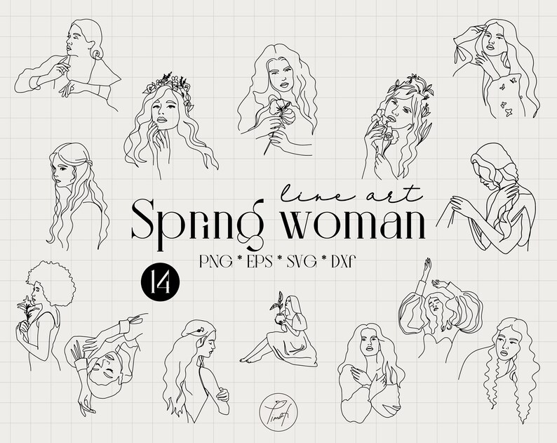 Woman Line Drawing, Single Line Art Svg Bundle, Zodiac Svg, Celestial ...
