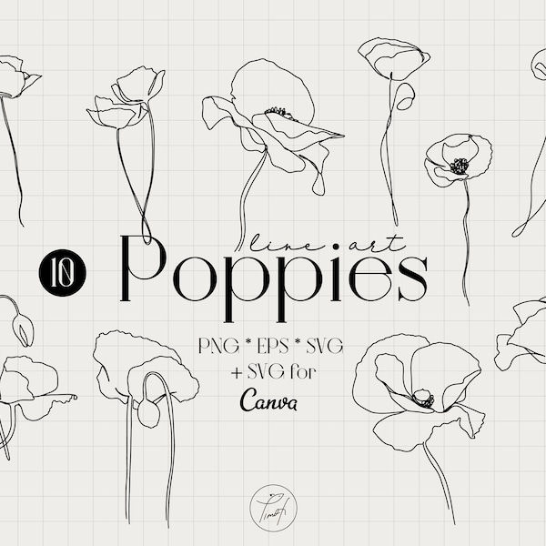 Poppy Line Art - Etsy