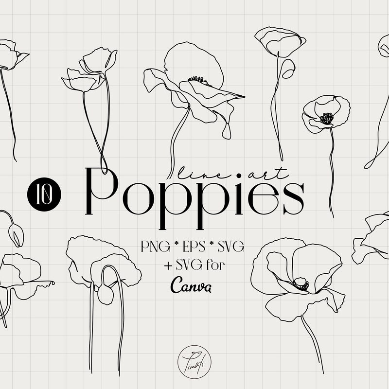 Poppy Line Art - Etsy