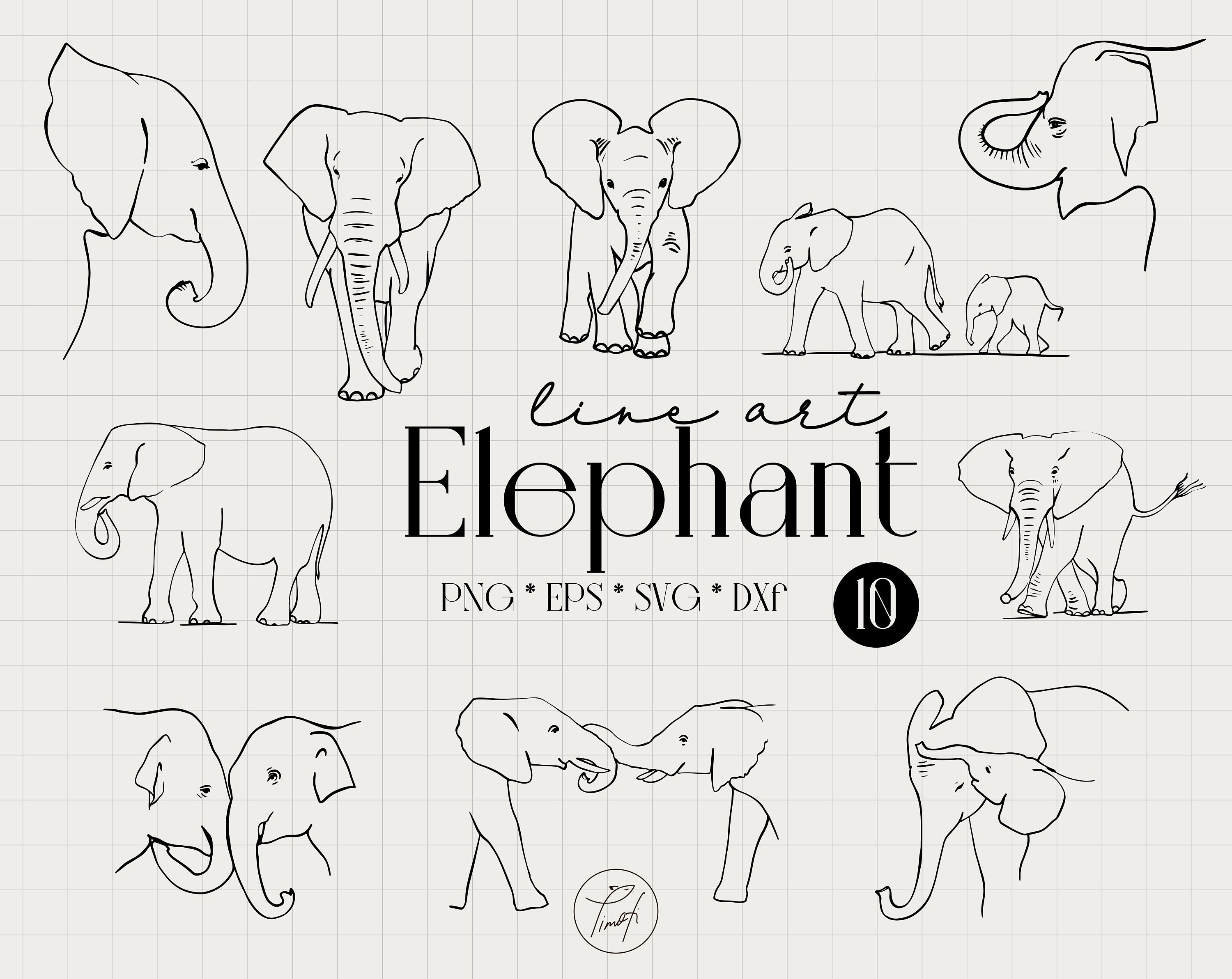 Elephant Line Drawing