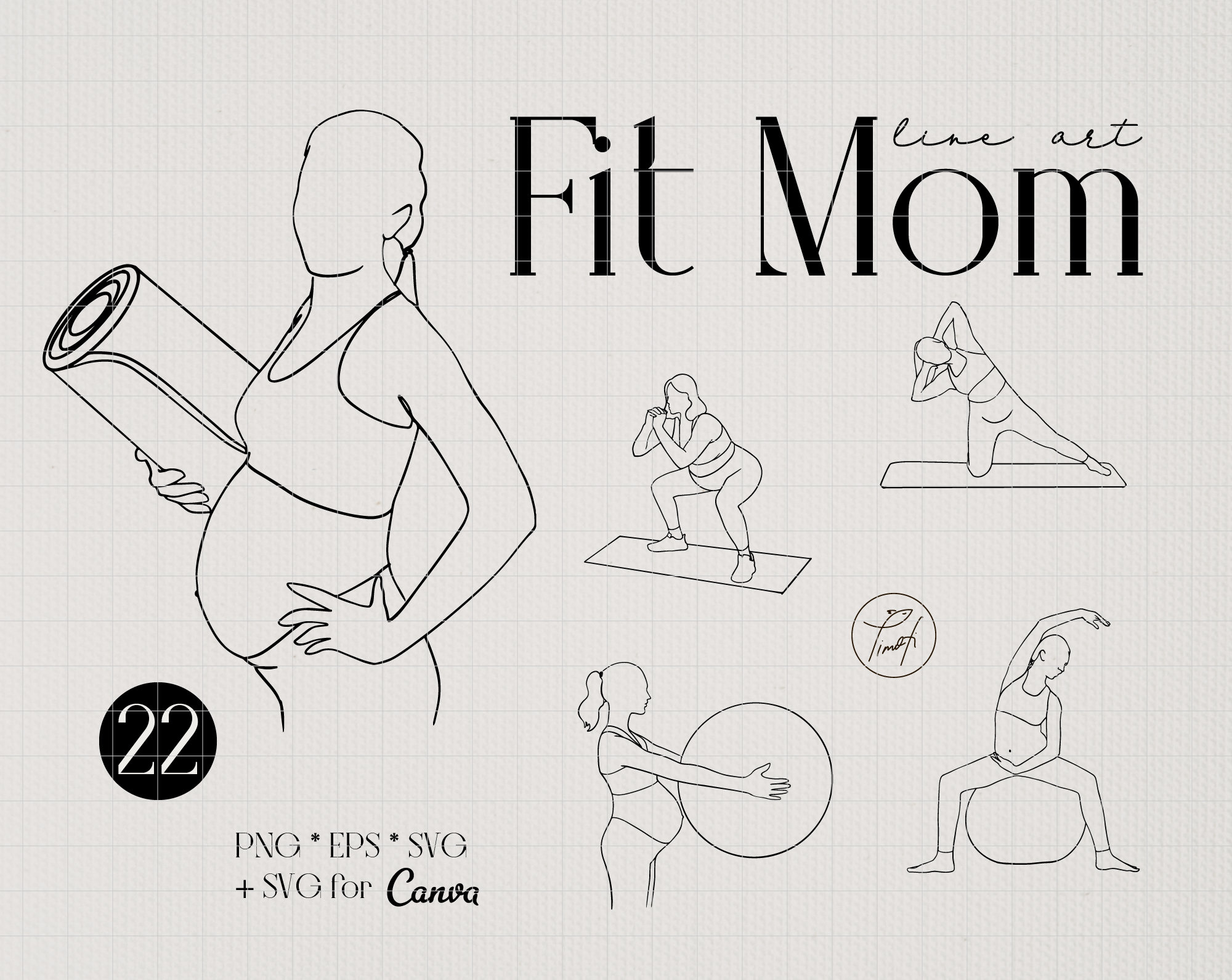 Fitness Mama Svg, Pregnansy Female Line Art, Mental Health Svg ...