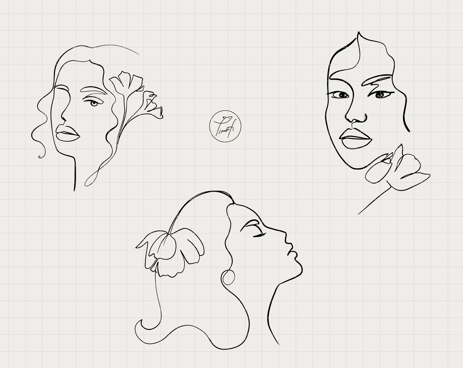Female Line Art Face Svg, Lips Svg, Makeup Svg Single Line Face Art ...