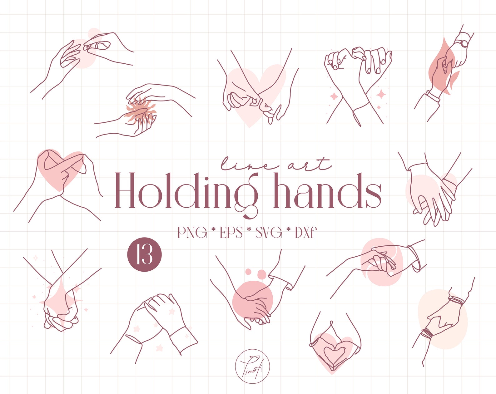 Holding Hands Line Art Svg Files for Cricut, Male and Female Line Art ...