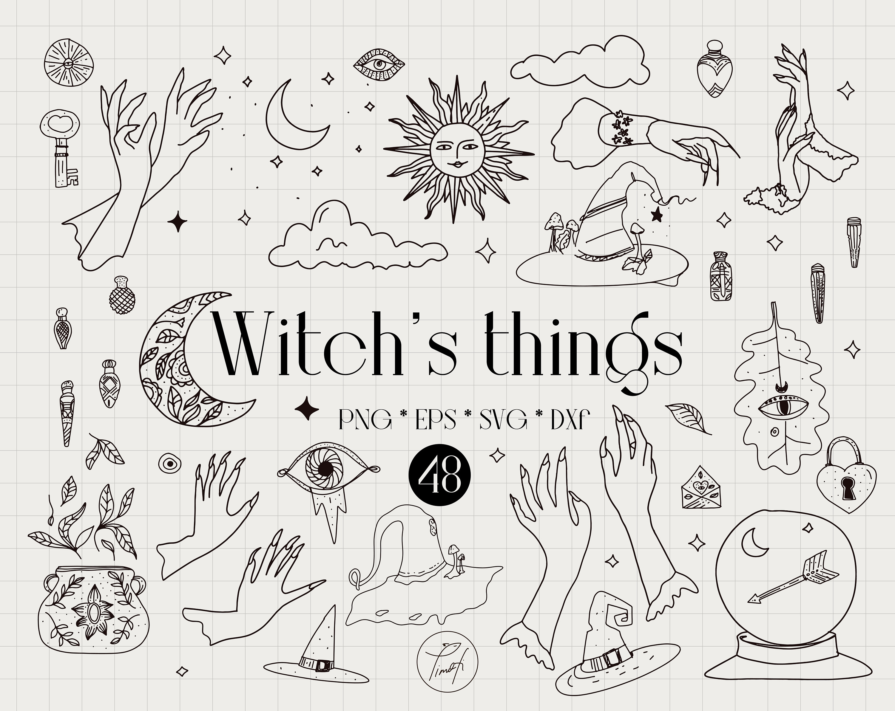 Witchy Clipart Svg, Celestial Clip Art, Witch Hands Svg, Popular Svg ...
