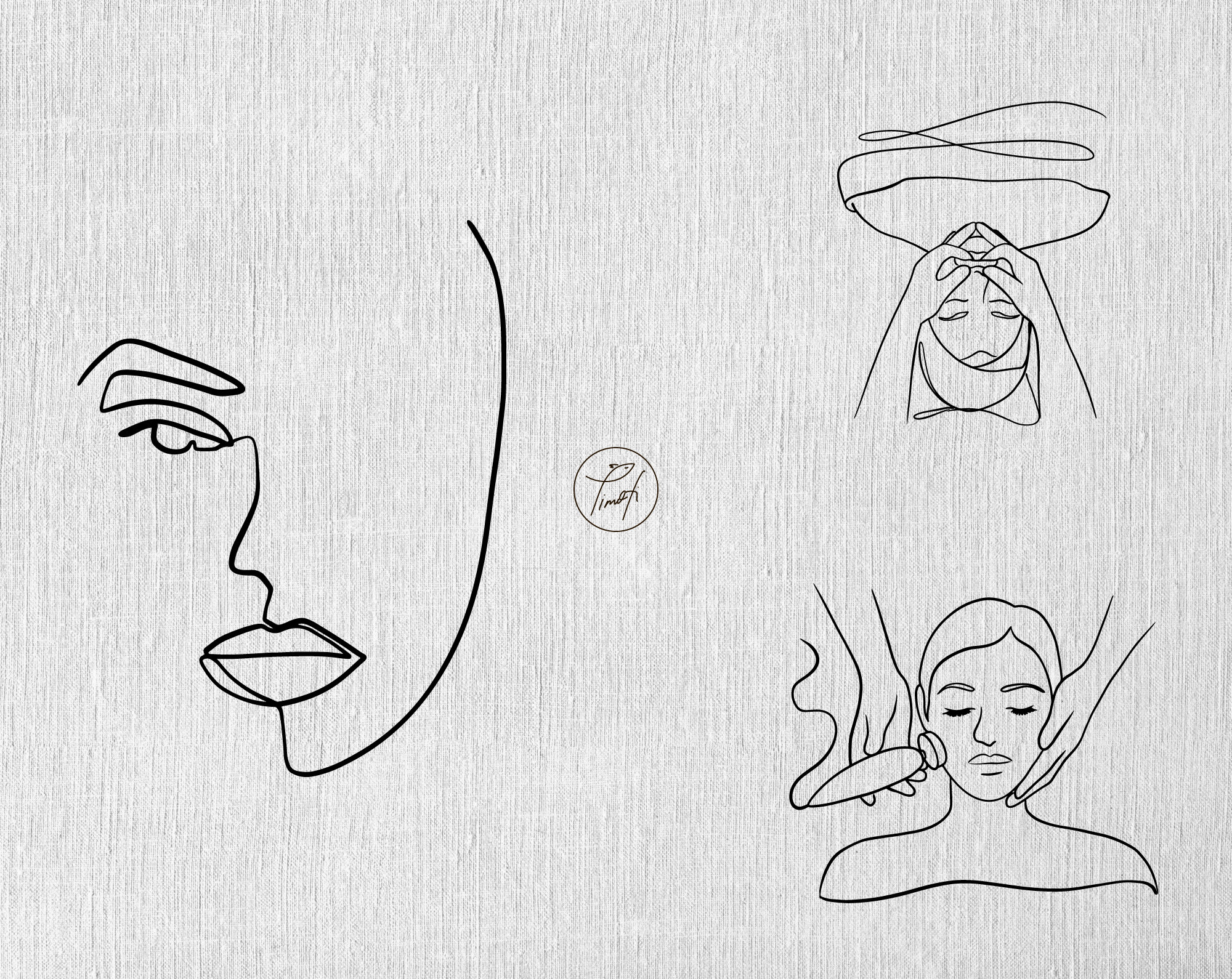 Facial Massage Line Art, Woman Svg Single Line Art, Continuous Line Art ...